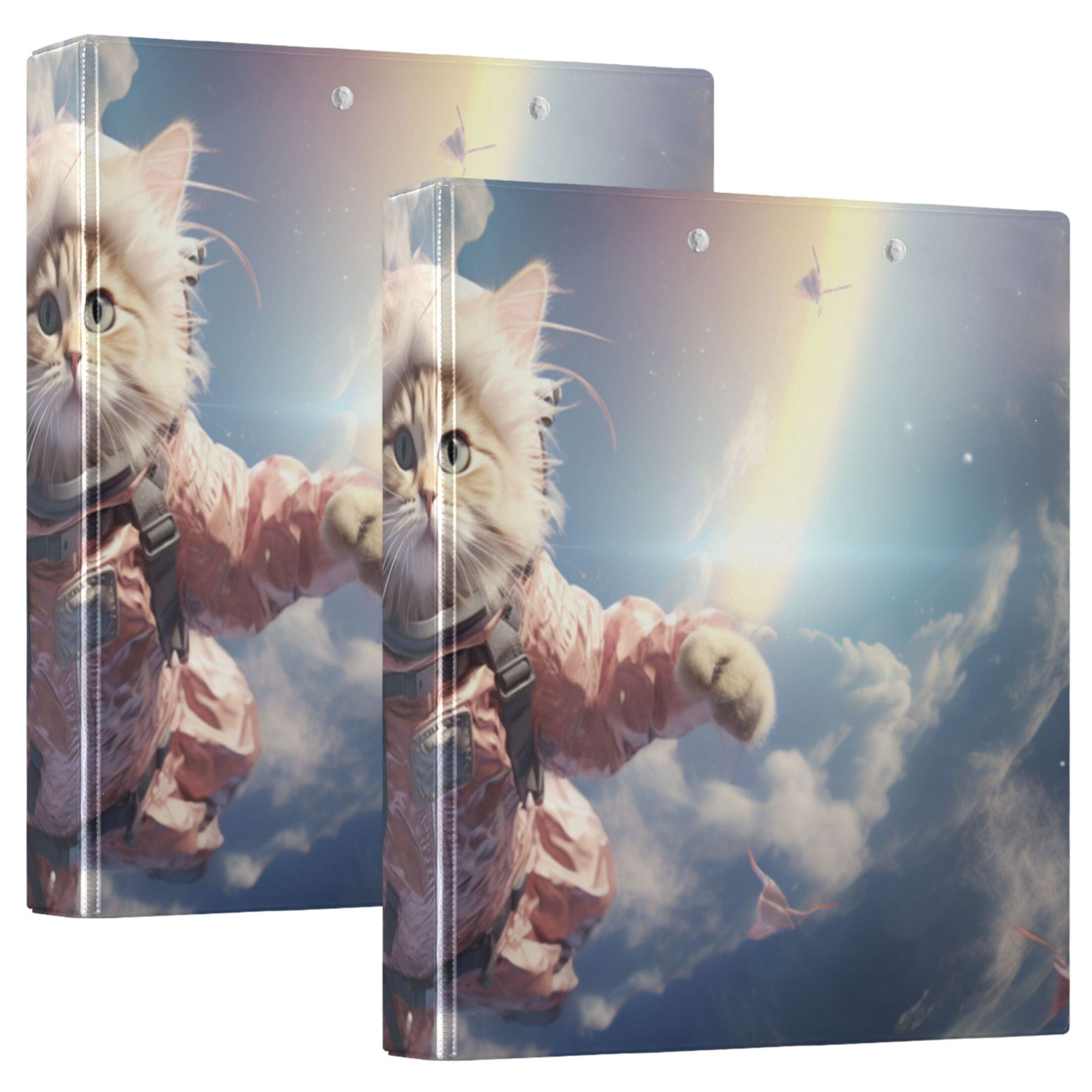 Cat Clouds with Rainbow 3 Ring Binders 1.5 inch Hardcover File Folders ...