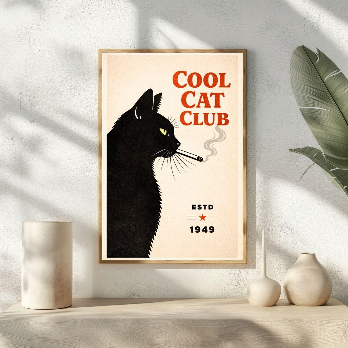 Cat Club Art Print, Mid Century Modern Retro Bar Decor, Unframed Paper ...