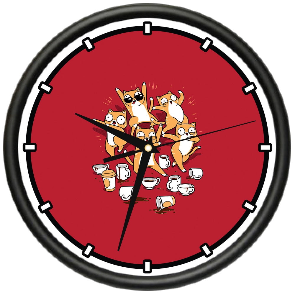 Cat Coffee Party Design Wall Clock | Precision Quartz Movement | Décor ...