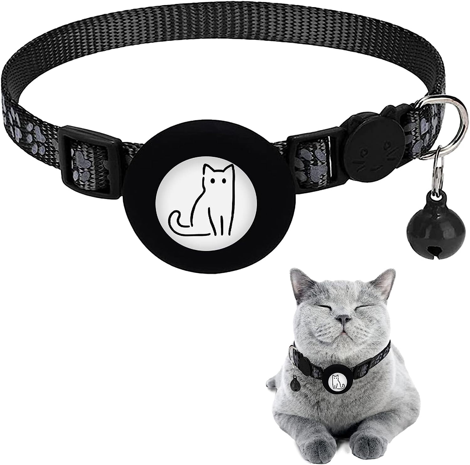 Cat Collar Airtag, Reflective Cat Collar with Bell, AirTag Cat Collar ...