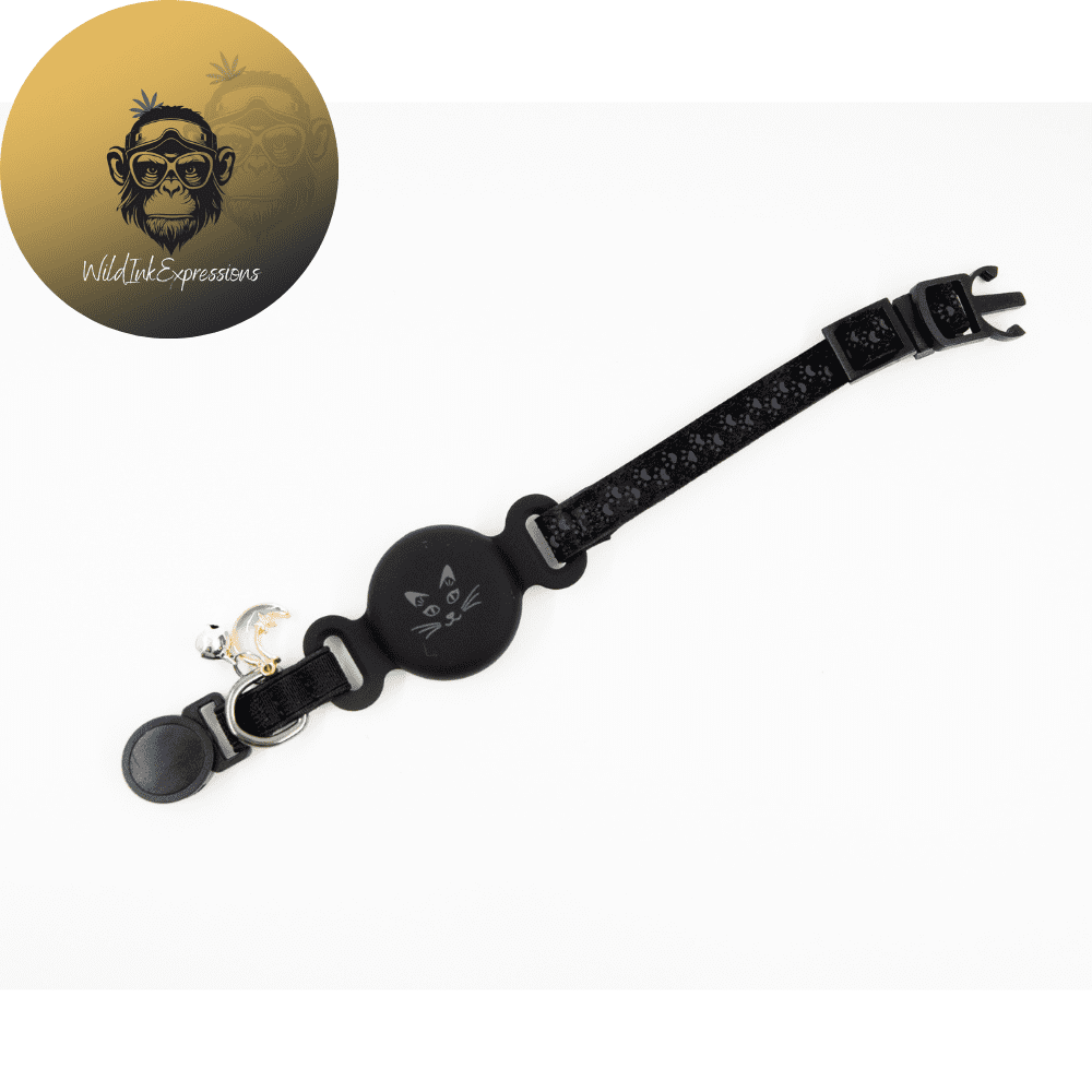 Cat Collar Black Paw XS and S - Breakaway Safety Reflective Lightweight ...