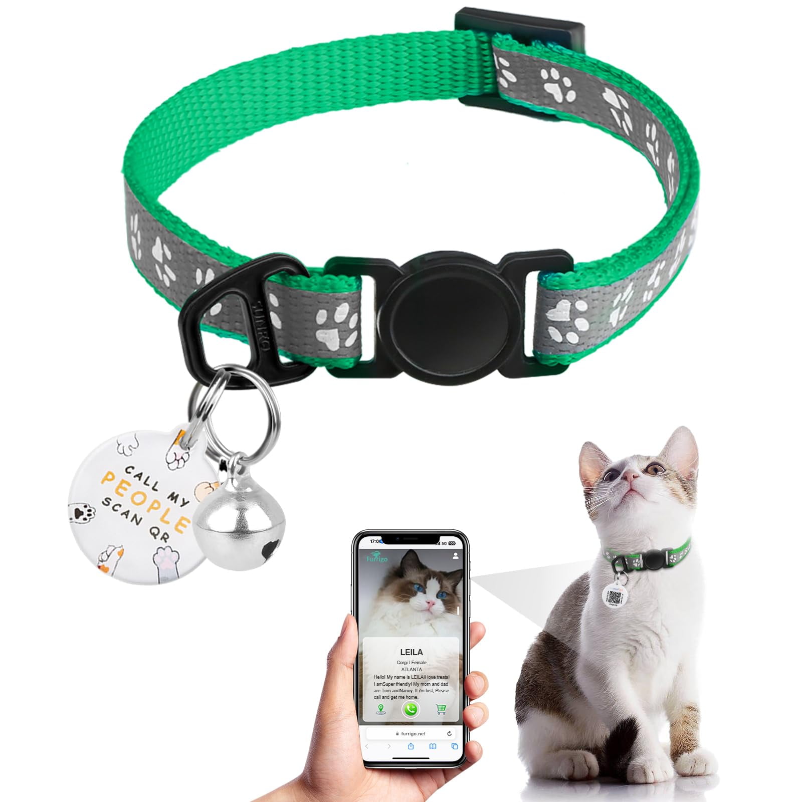 Cat Collar Breakaway with QR Code Name Tag, Reflective Kitten Collars ...