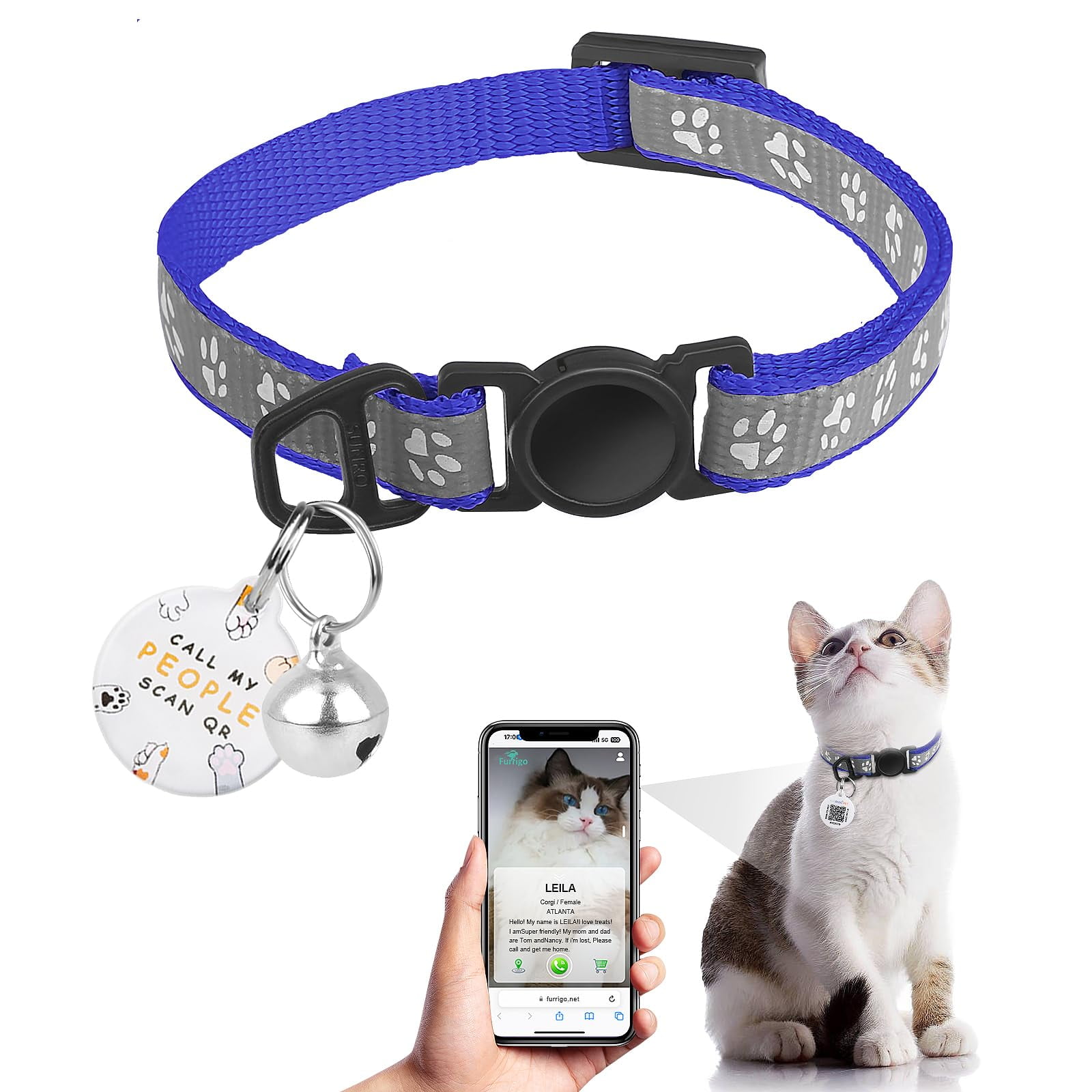 Cat Collar Breakaway with QR Code Name Tag, Reflective Kitten Collars ...