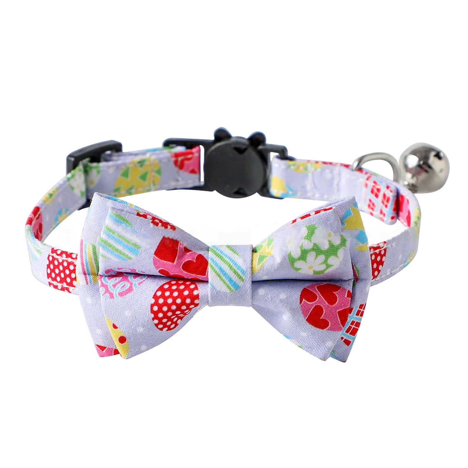 Cat Collar Breakaway with Cute Bow Tie Bell - Bunny Carrot Eggs Pattern ...