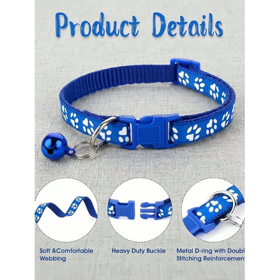 Cat Collar & Leash Set With Cute Paw Charm - Adjustable Kitten Collar ...