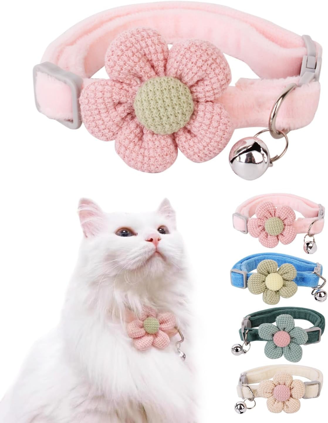 Cat Collar With Flower for Girls and Boys, Breakaway With Bells ...
