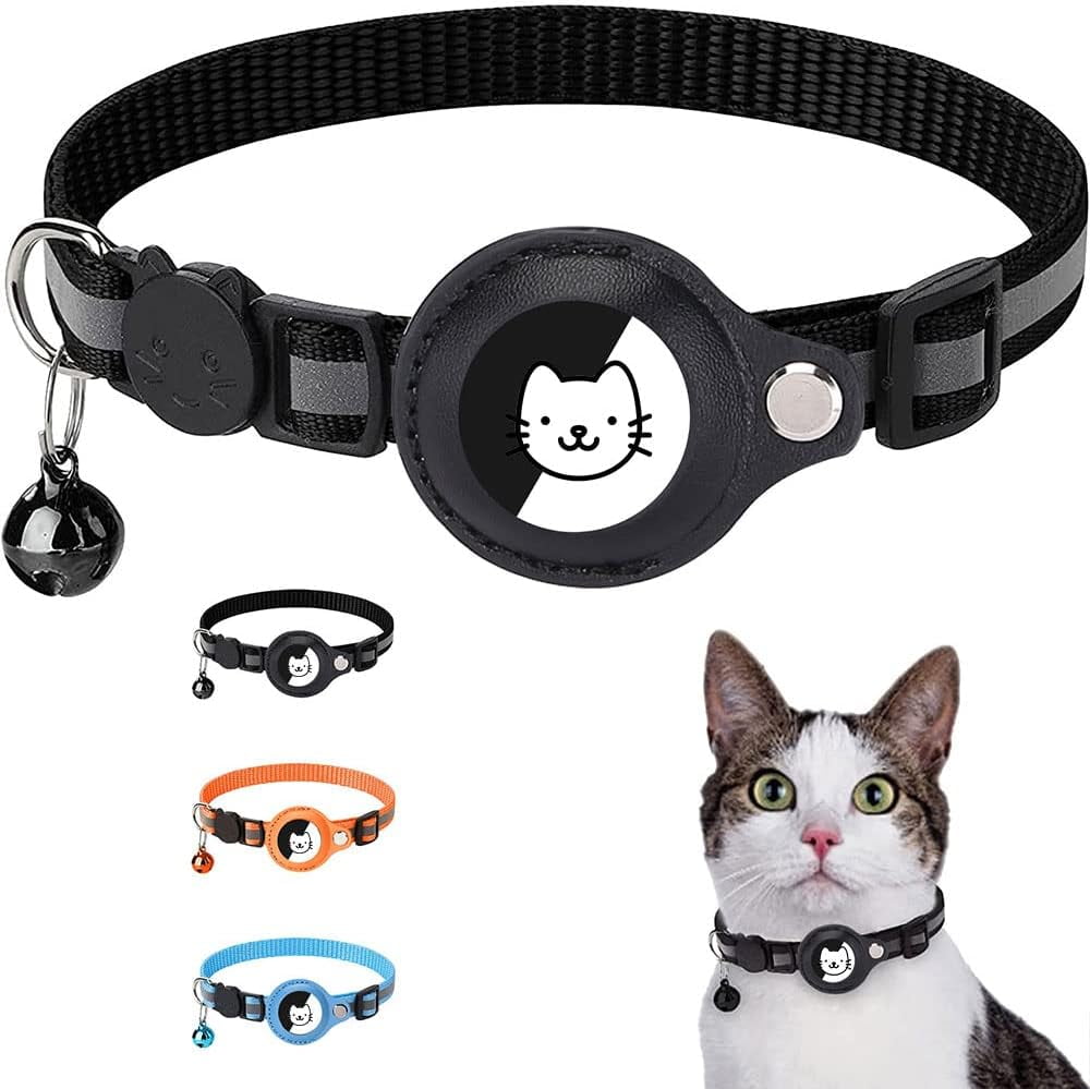 Cat Collar with AirTag Holder and Bell Reflective and Adjustable Belt ...