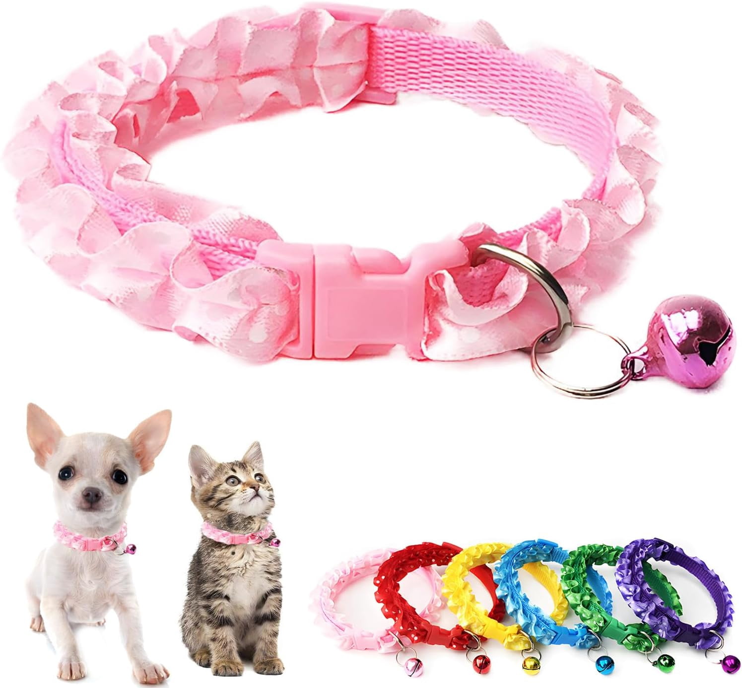 Cat Collar with Bell, Cute XXS Kitten Collars Soft Puppy Collar with ...
