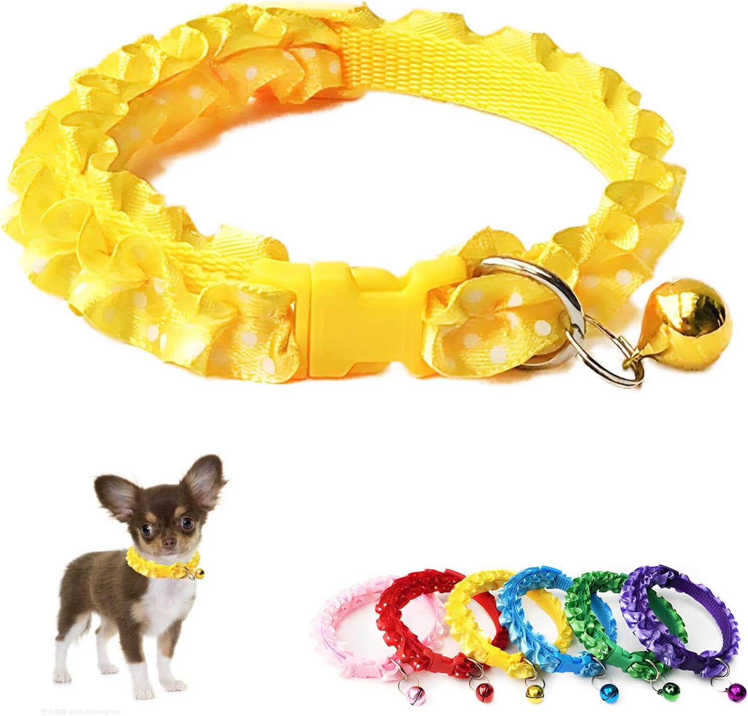 Cat Collar with Bell, Cute XXS Kitten Collars Soft Puppy Collar with ...