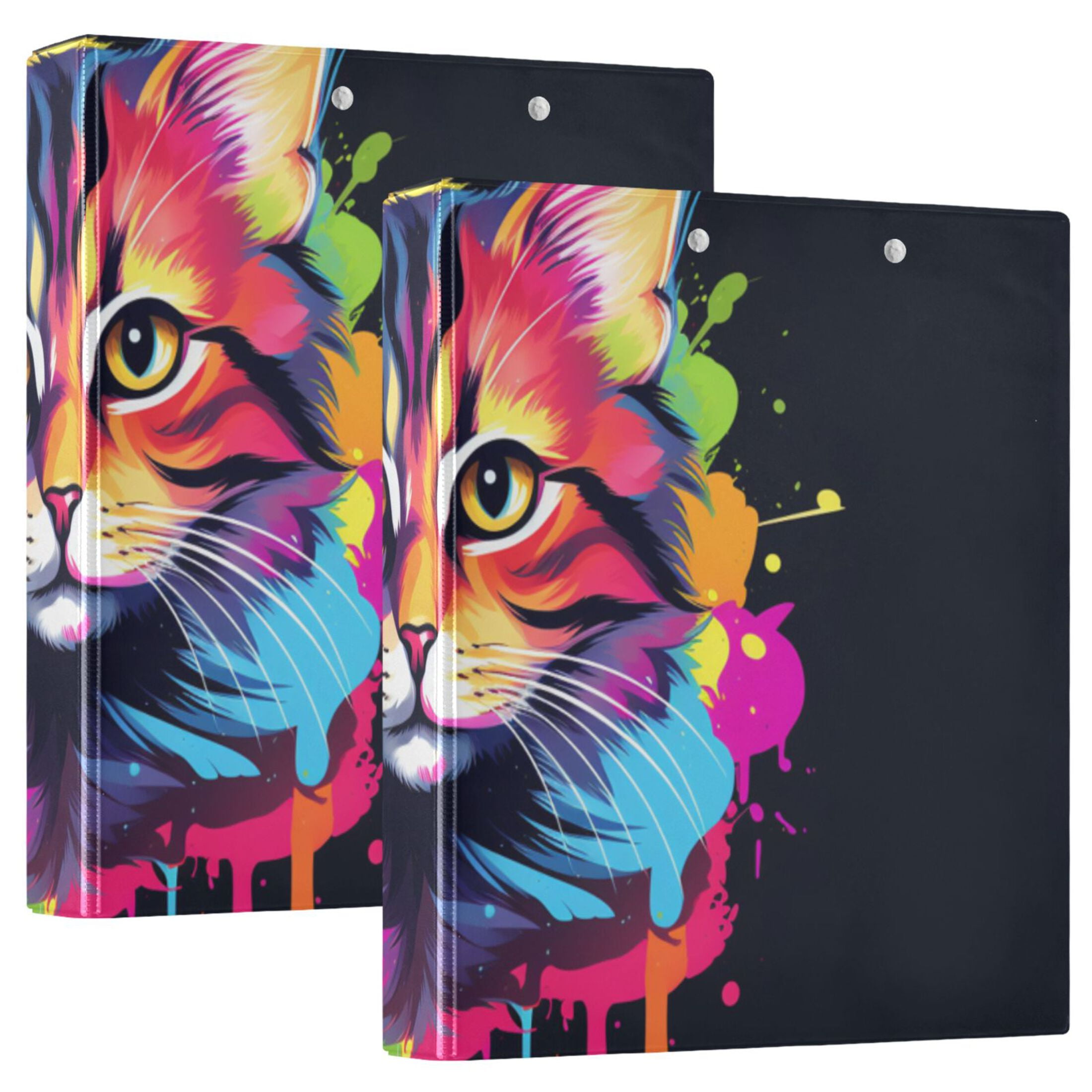 Cat Colorful 3 Ring Binders 1.5 inch Hardcover File Folders with Interior Pockets A4 Size ...