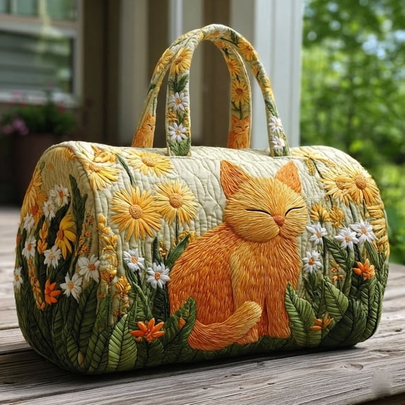 Cat Commune Quilted Duffle Bag, Quited Weekender Travel Bag, Carry On ...