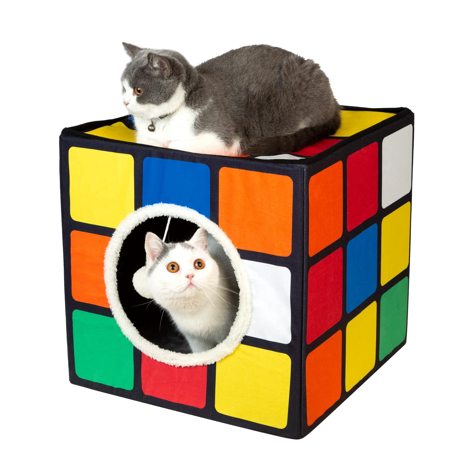 Cat Condo House With Reversible Cushions And Fluffy Ball Hanging ...