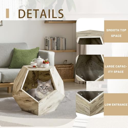 Cat Condo Side Table, Vintage Cat Beds for Indoor Cats, Cat House Side ...