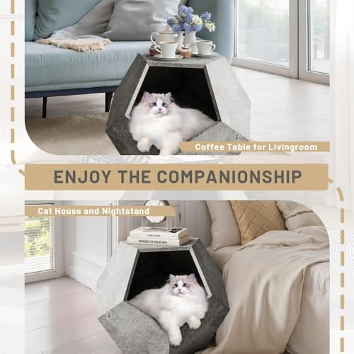 Cat Condo Side Table, Vintage Cat Beds for Indoor Cats, Cats House Side ...