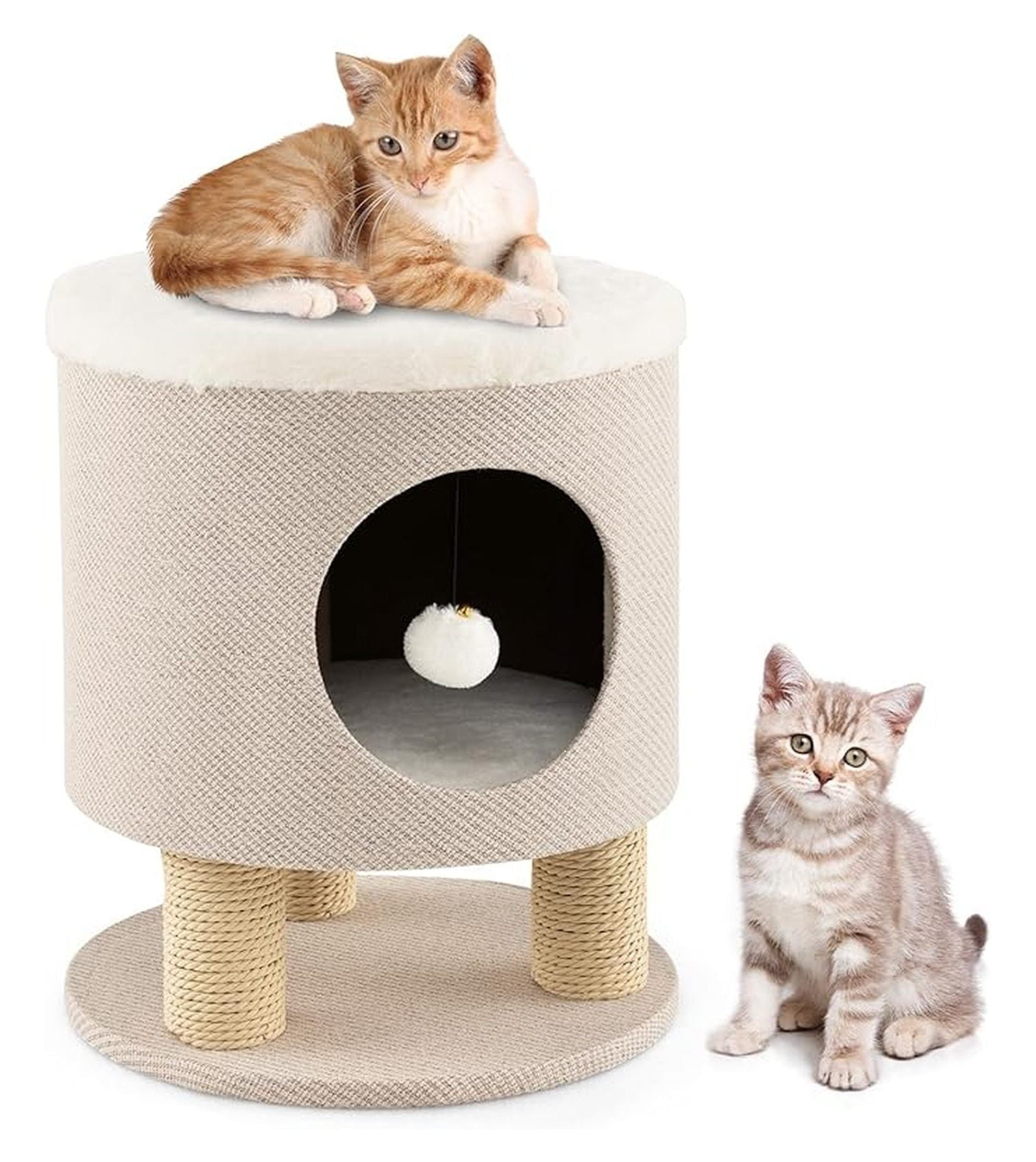 Cat Condo Stool, 3-in-1 Pet House Ottoman for Indoor Cats, Scratching ...