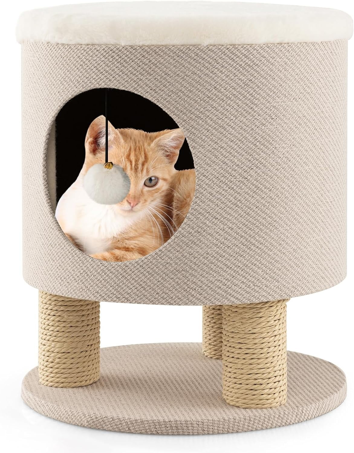 Cat Condo Stool for Indoor Cats, Pet House& Kitty Bed with Scratching ...