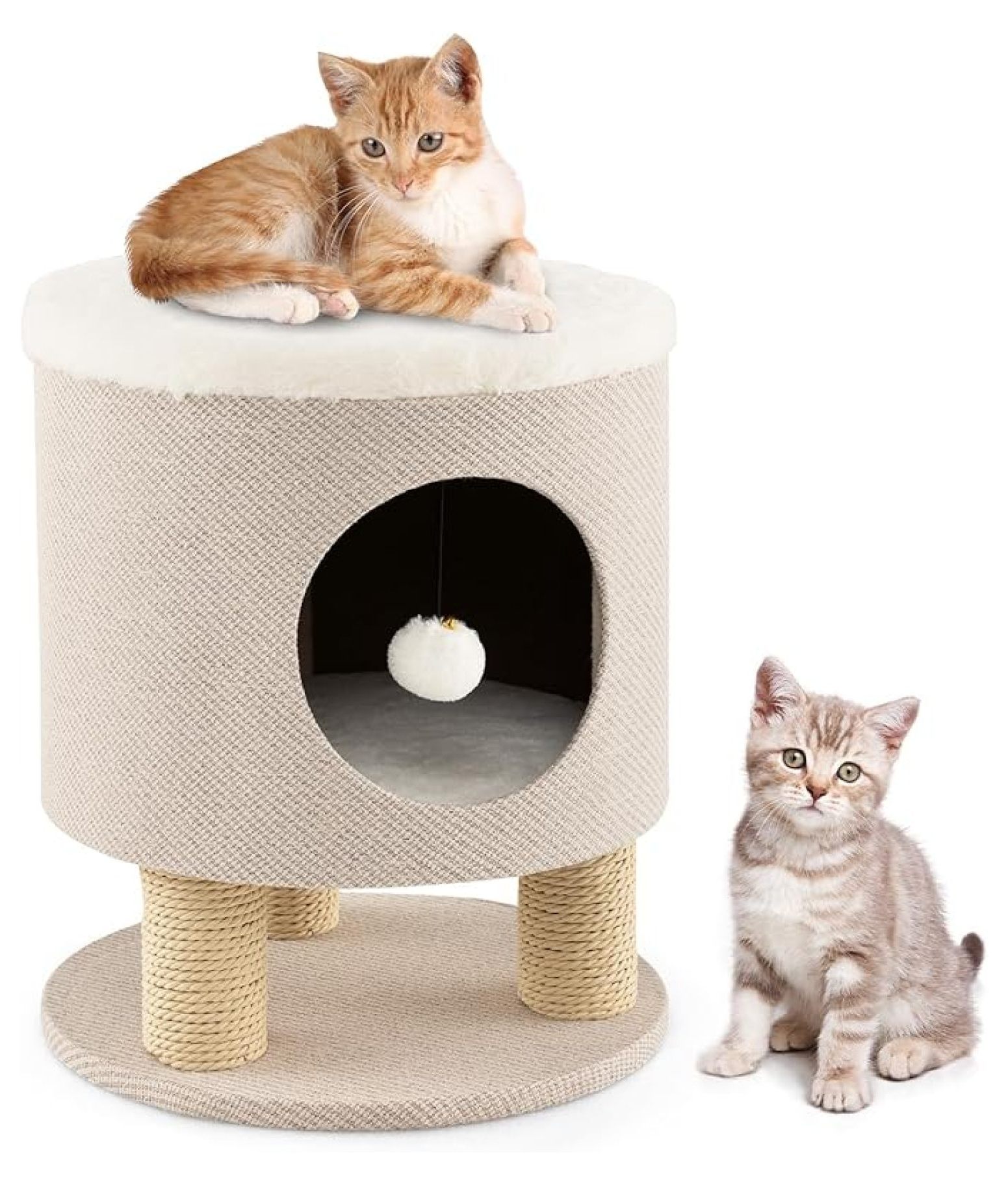 Cat Condo Stool for Indoor Cats, 3-in-1 Pet House Ottoman with ...