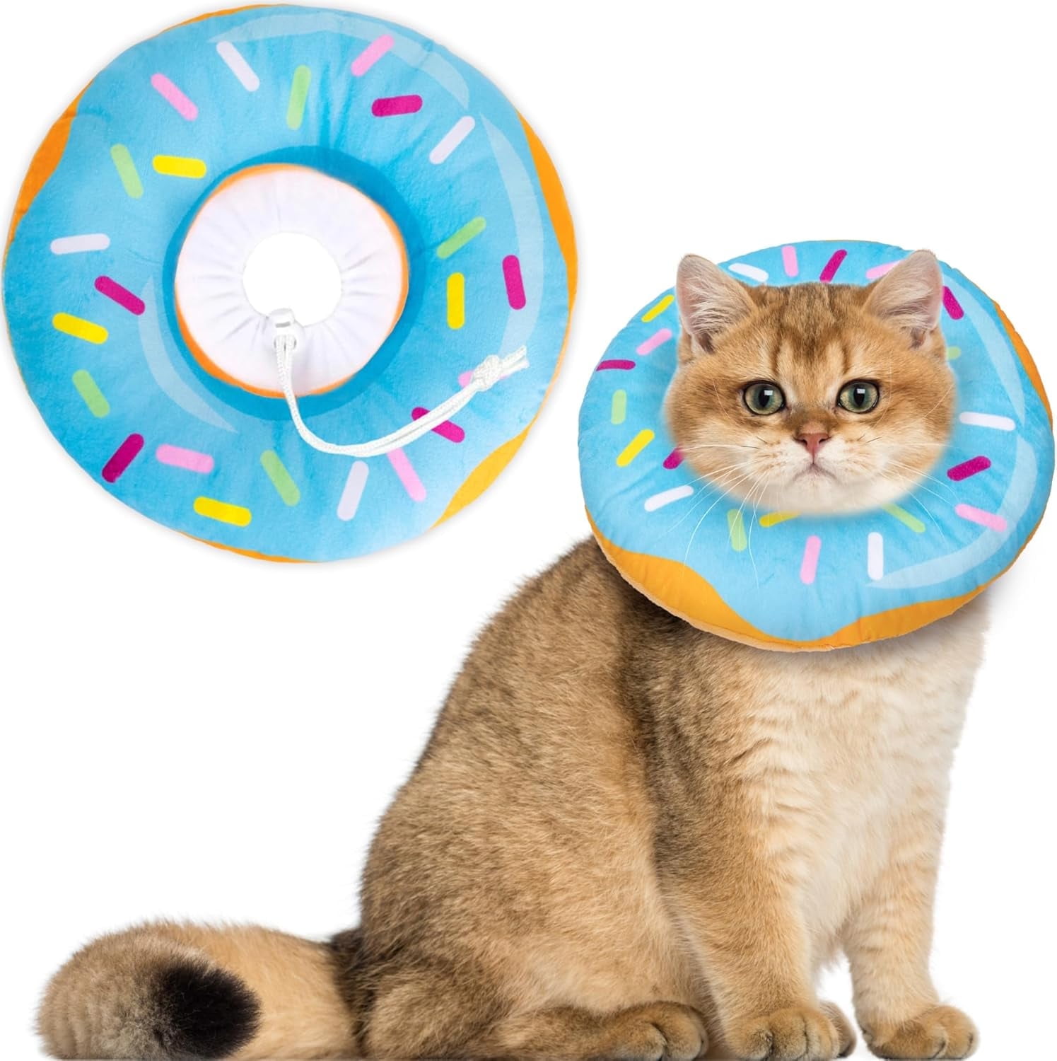 Cat Cone Collar Soft, Adjustable Donut Cat Recovery Collar for Wound ...