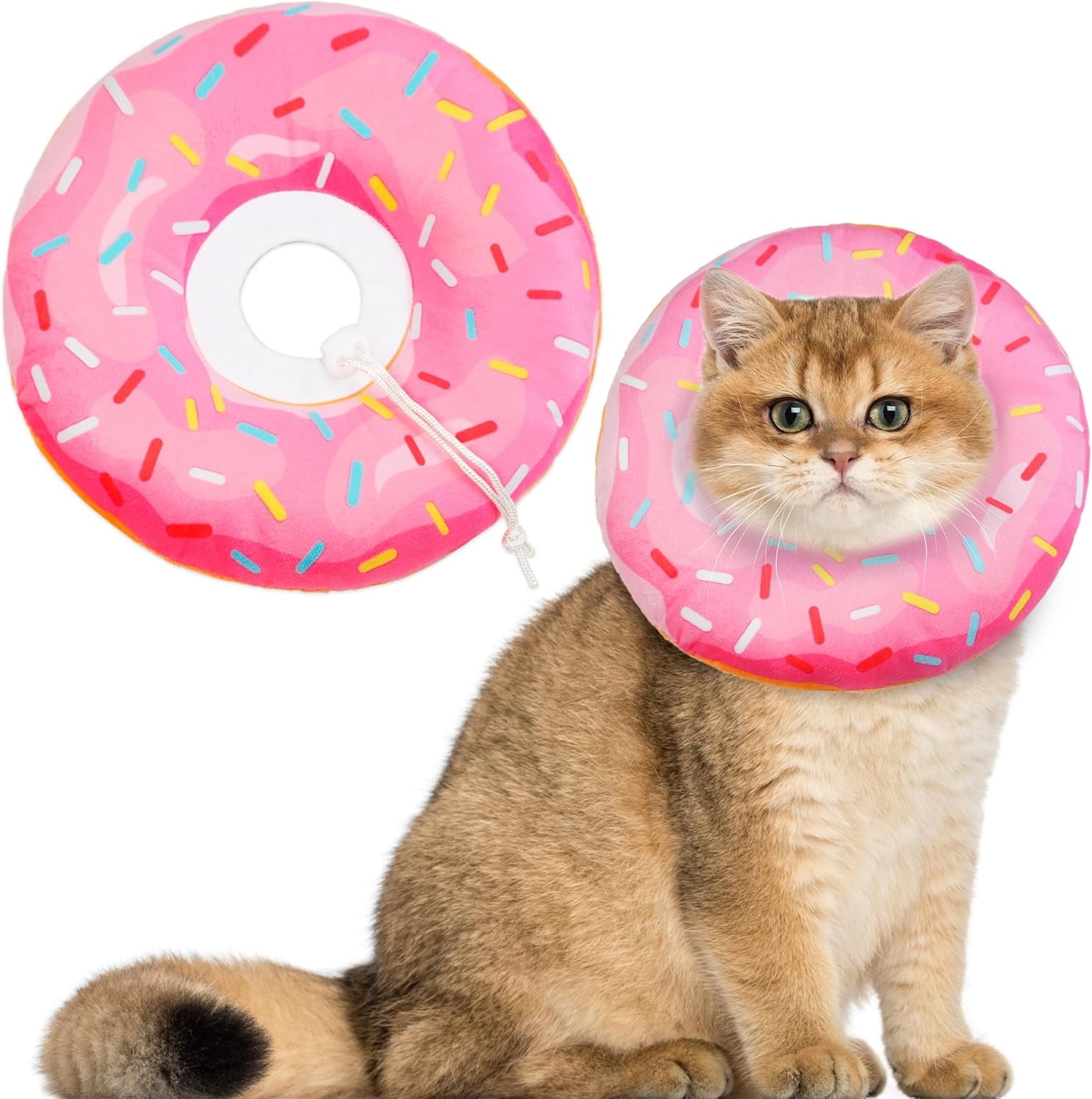Cat Cone Collar Soft, Adjustable Donut Cat Recovery Collar for Wound ...