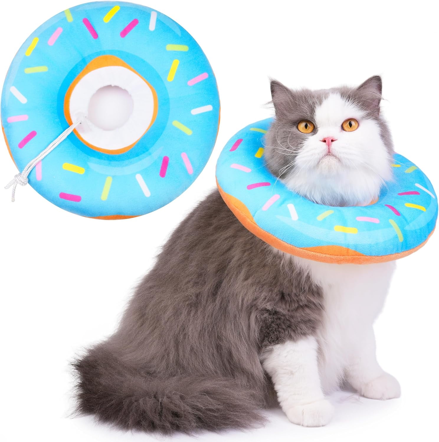Cat Cone Collar Soft, Cat Recovery Collar for Wound Healing Cute Donut ...