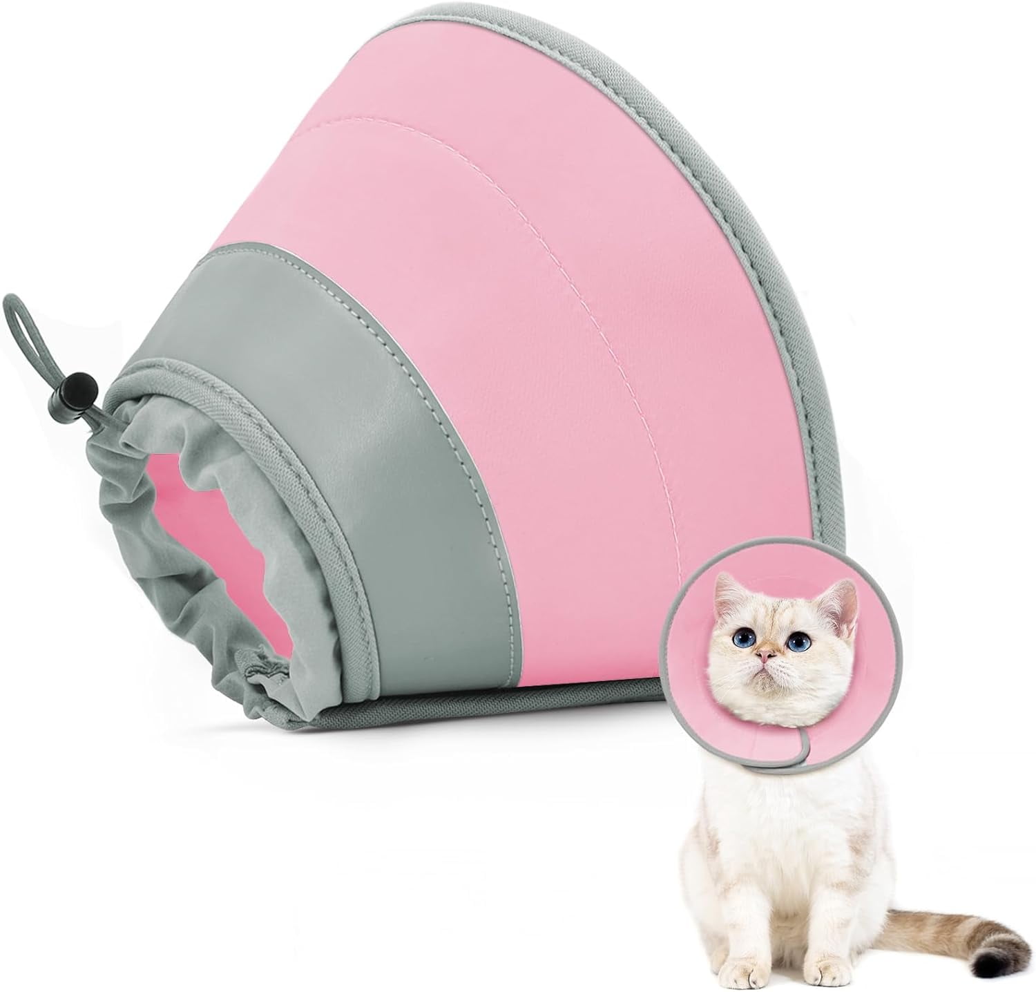 Cat Cone Collar Soft to Stop Licking, Adjustable, Foldable Lightweight ...
