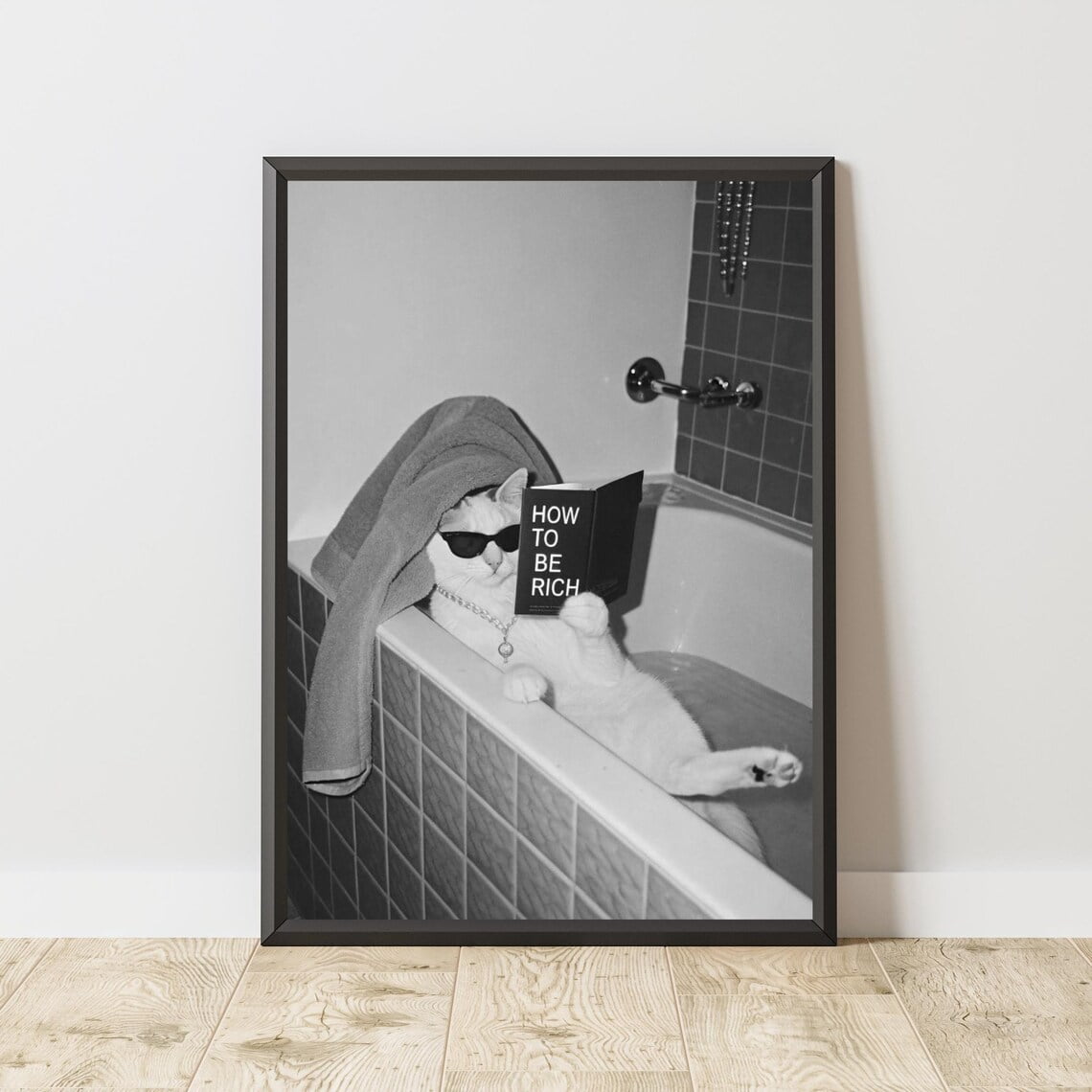 Cat Cool Cat Rich Aesthetic Bathroom Trendy Pet Animal Poster Unframed ...