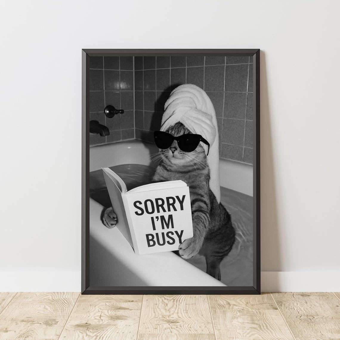 Cat Cool Cat Rich Cat Aesthetic Bathroom Trendy Pet Animal Poster ...