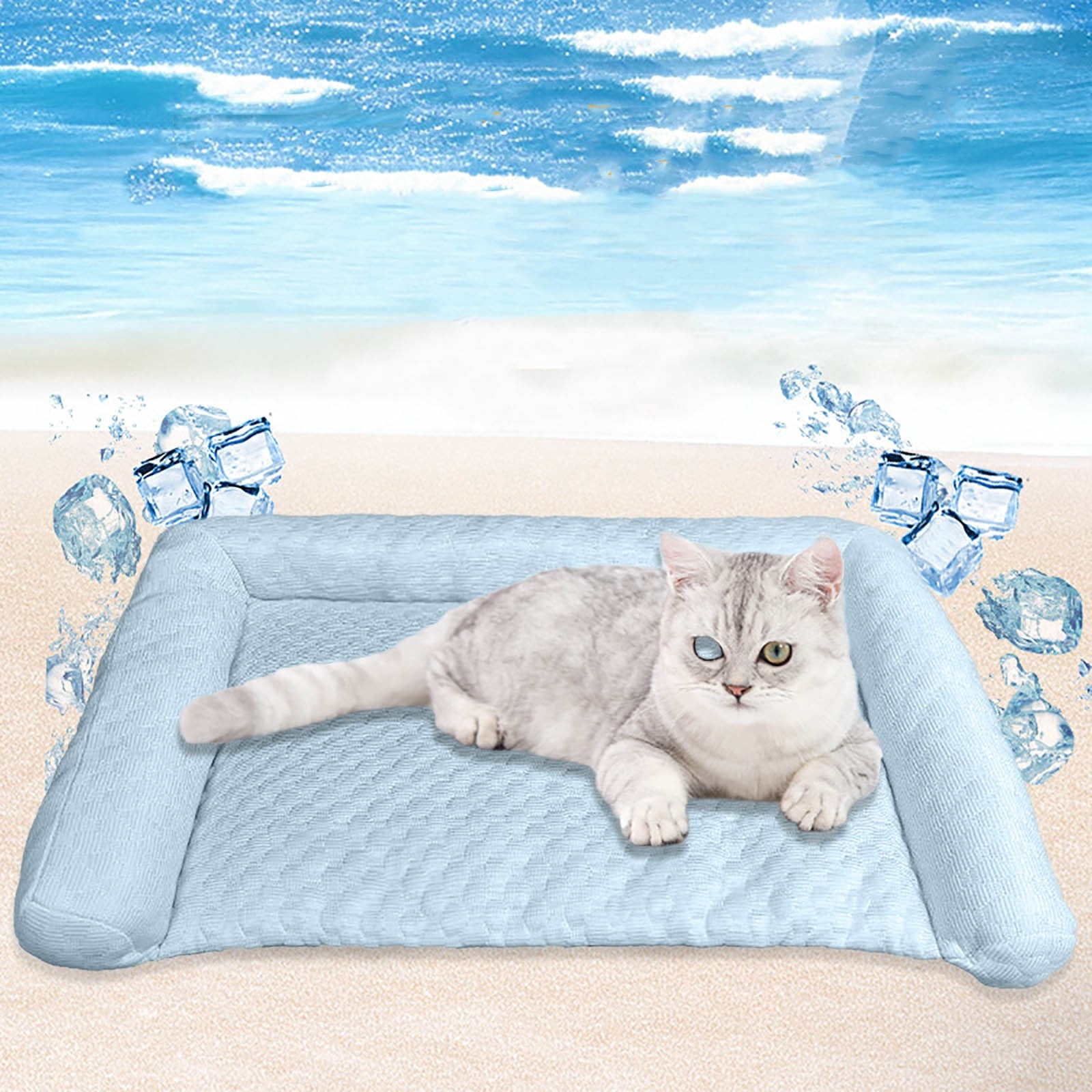 Cat Cooling Mat, Cooling Pad for Dogs Cats with Ice Gel Bag to Stay ...