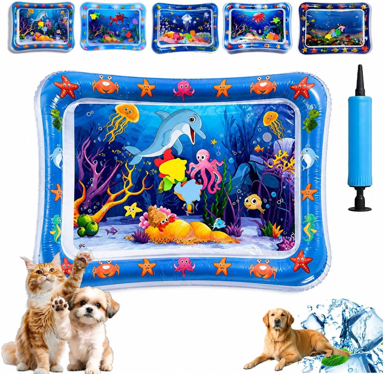 Cat Cooling Mat - Inflatable Water Sensory Play Mat with Pump ...