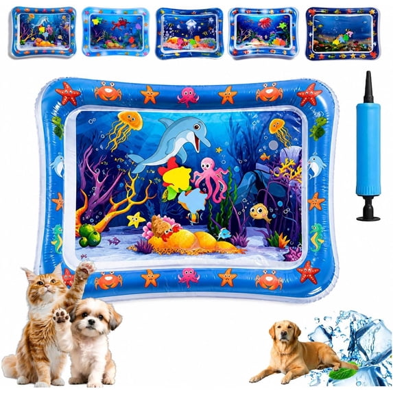 Cat Cooling Mat - Inflatable Water Sensory Play Mat with Pump ...