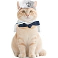 Cat Costume for Halloween Pet Sailor Outfit Navy Hat with Sailor Collar ...