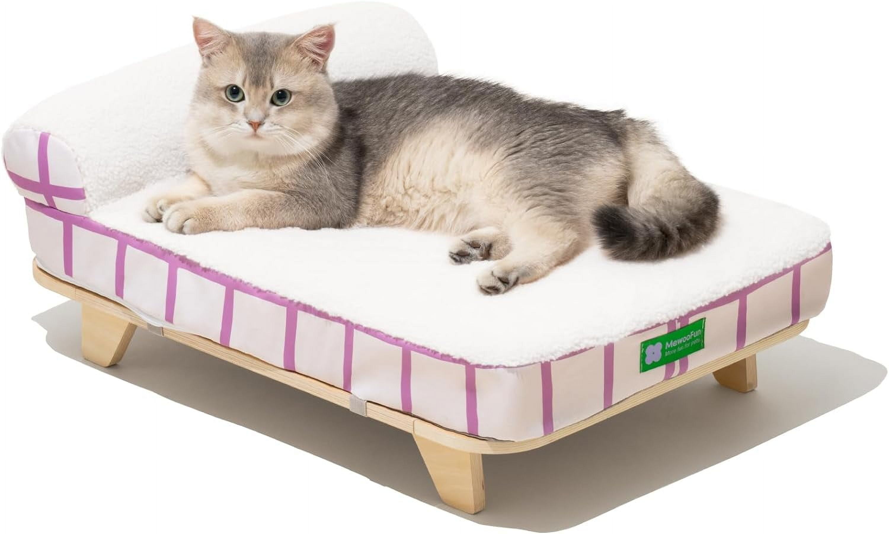 Cat Couch Bed, Modern Elevated Cat Bed with Nonskid Bottom, Orthopedic ...