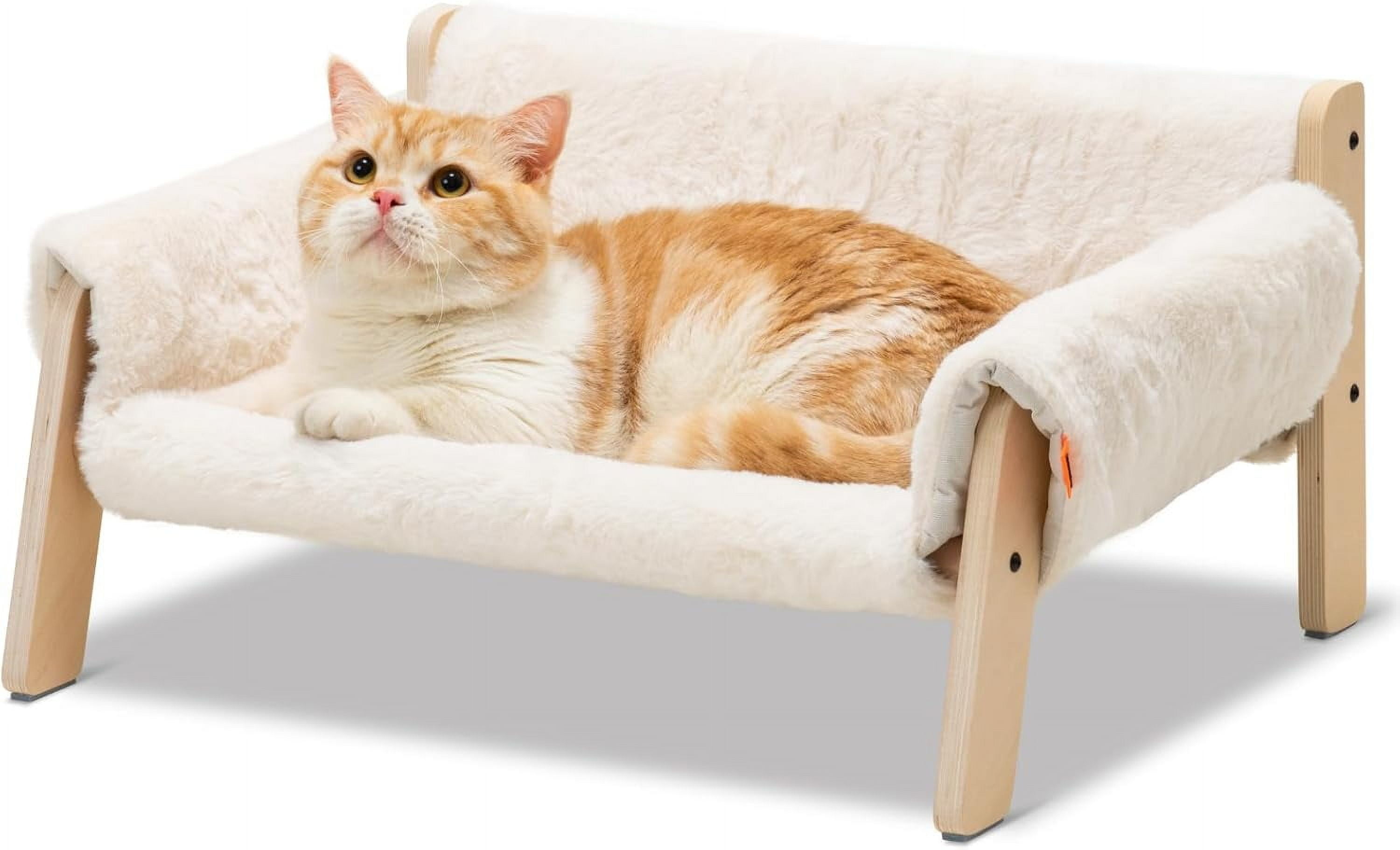 Cat Couch Bed, Pet Sofa for Indoor Cats Wooden Indoor Elevated Cat Beds ...