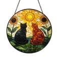 Cat Couple Stained Glass Suncatcher – Floral Window Hanging Decor ...