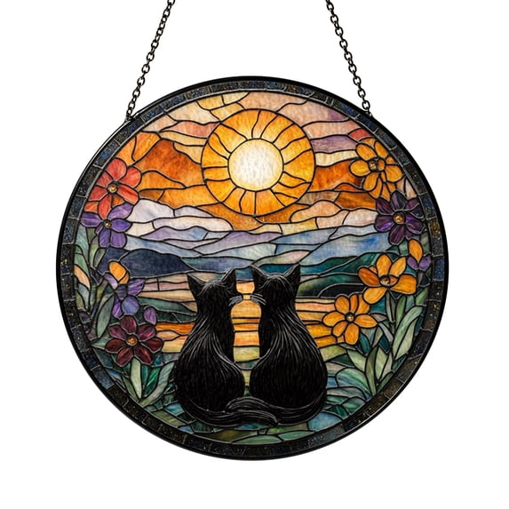 Cat Couple Window Suncatcher with Stained Glass Effect, Decorative ...