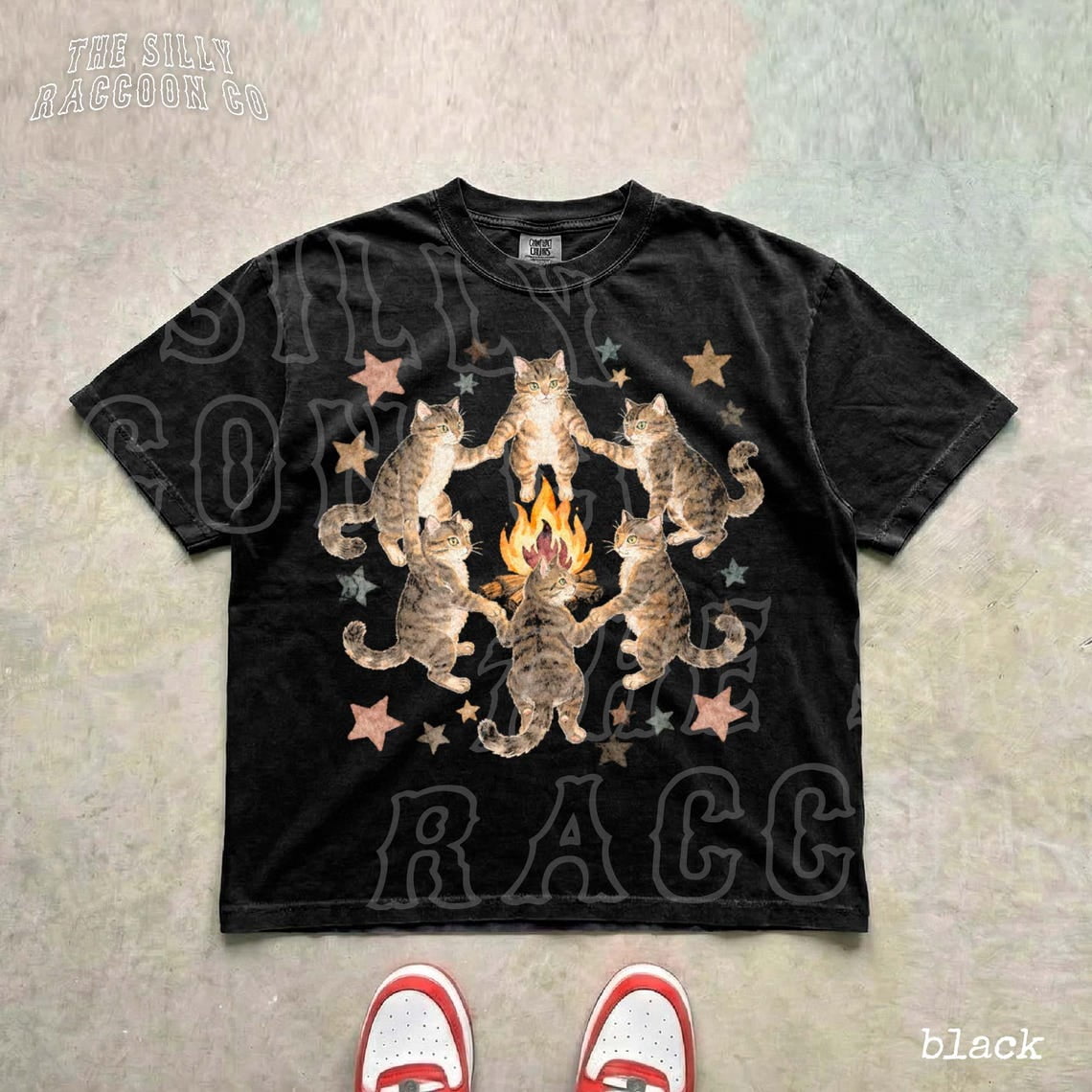 Cat Coven Witchy Vintage Mystic Ritual Cats Campfire Celestial Lover T ...