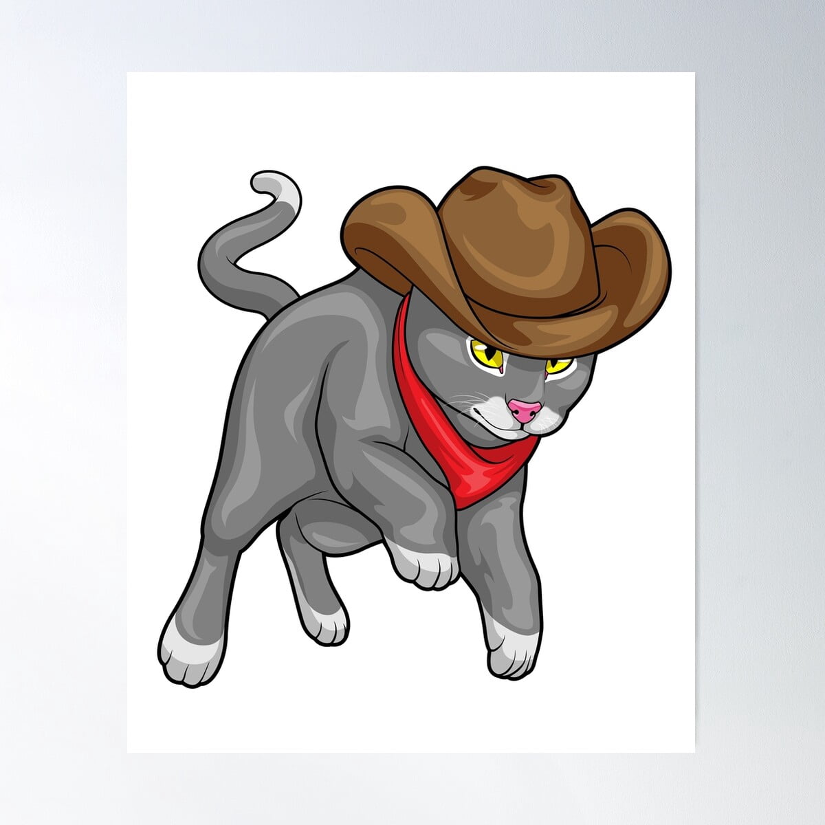 Cat Cowboy Cowboy Hat Poster Wall Art, Modern Wall Decor For Living ...