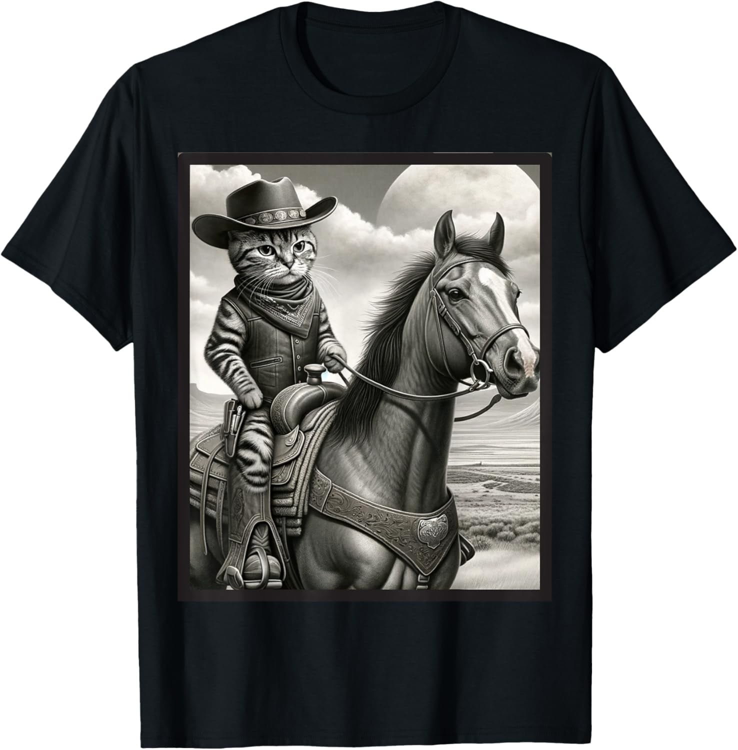 Cat Cowboy Funny Cats Kitten Riding Horse Cowboy Hat T-Shirt - Walmart.com