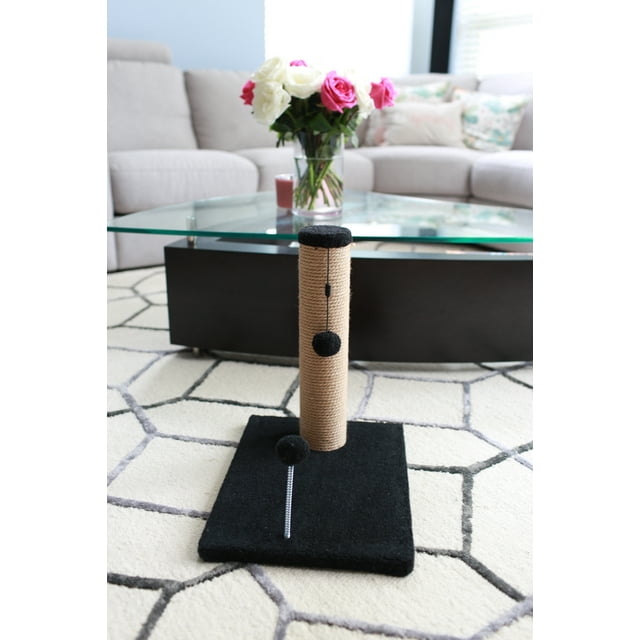 Cat Craft 15 inch Jute Scratching Post (Charcoal Fleece 12x16 Base ...