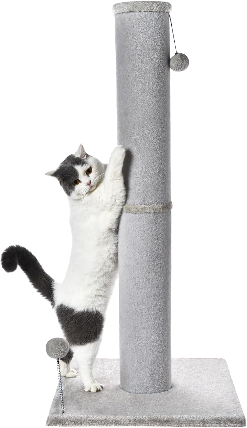 Cat Craft Light Gray Faux Fur Large Cat Scratching Post with ...