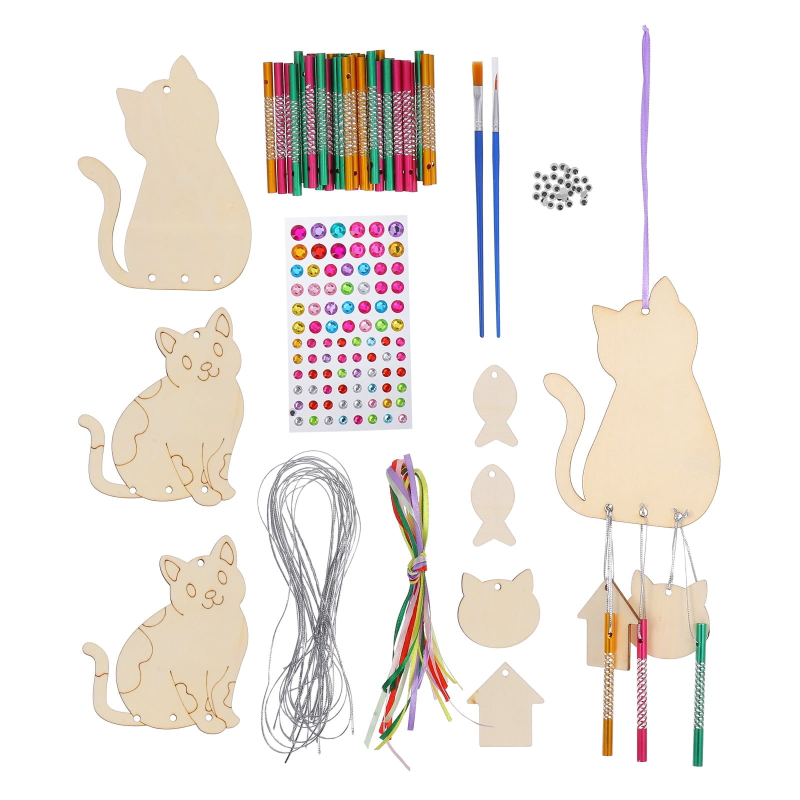 GOOHOCHY Paintable Wind Chime Craft Kit for Kids with Wooden Slices and ...