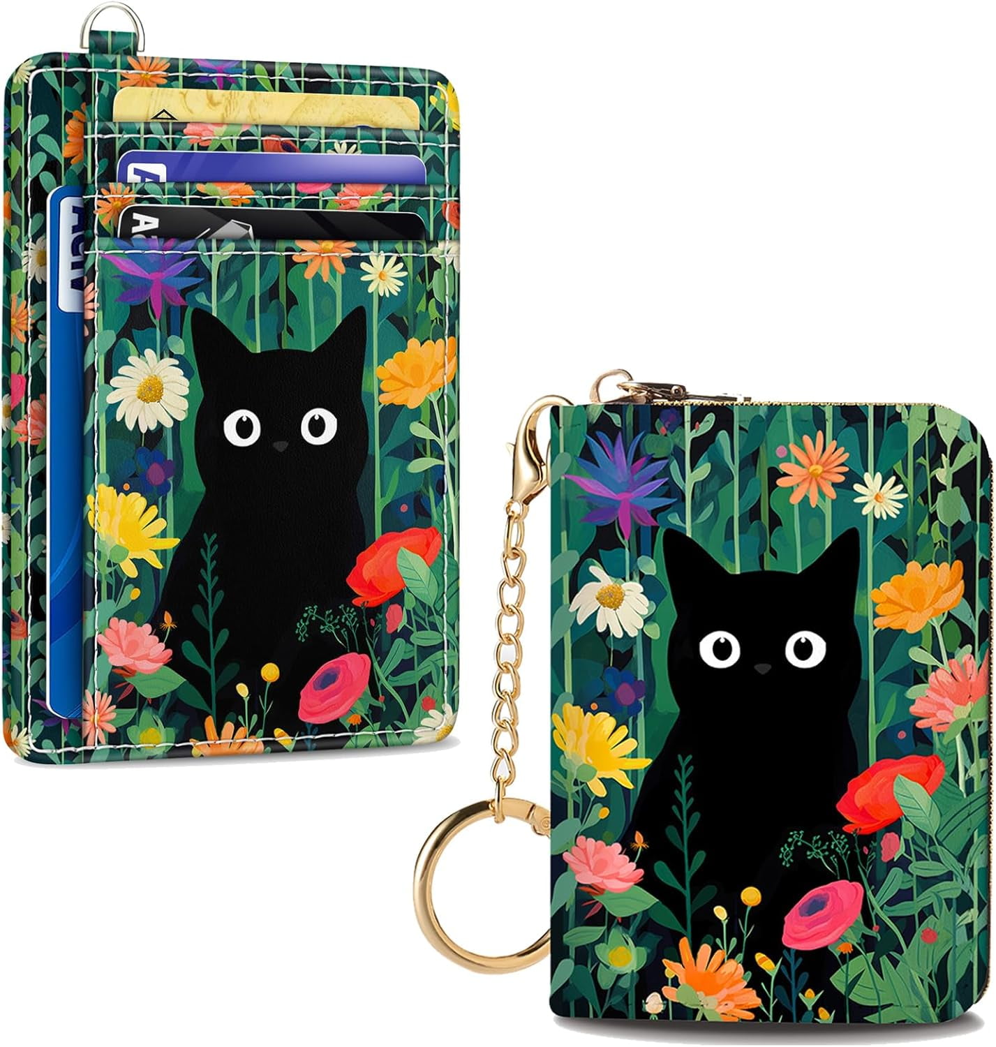 Cat Credit Card Holder Small Wallets Woman, RFID Wallet Women Card ...
