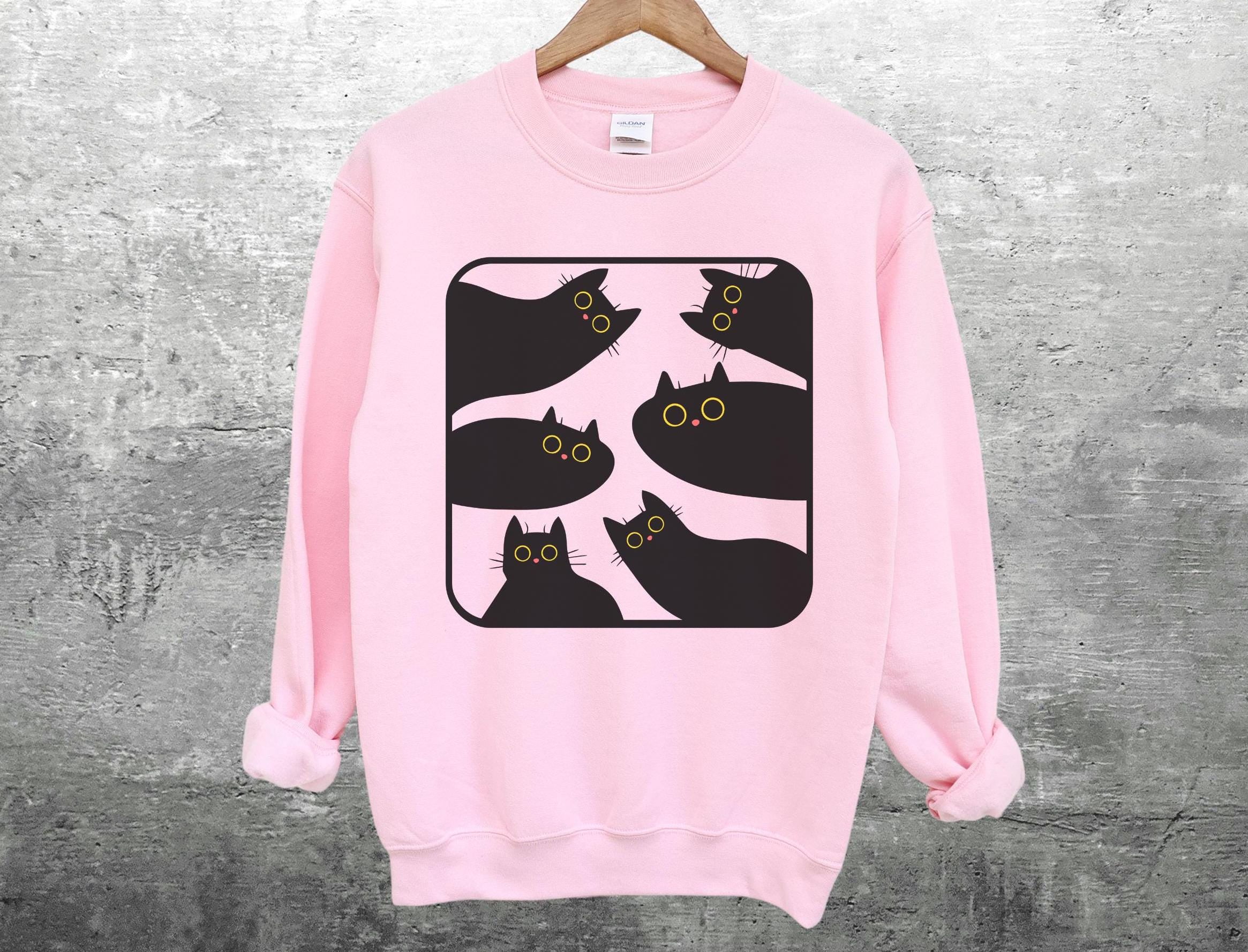 Cat Crewneck T-Shirt, Cat Shirt, Cat Lover Gift, Retro Cat Graphic ...