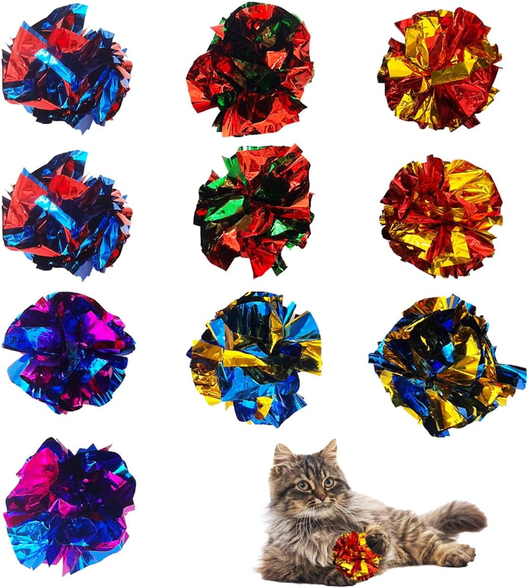 Cat Crinkle Ball Toys 10 Packs for Indoor Cats to Kill Time and Keep ...