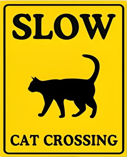 Cat Crossing Sign, Slow Down for Cats Sign, Cats Xing Signs for Road ...
