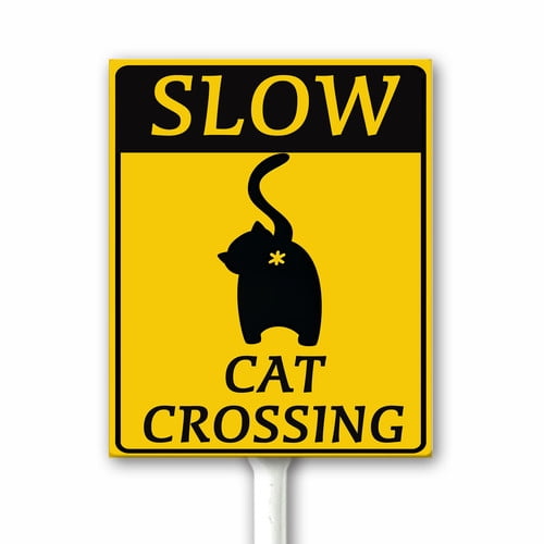 Cat Crossing Yard Sign With Stake, Funny Slow Down Signs, Cat Crossing ...