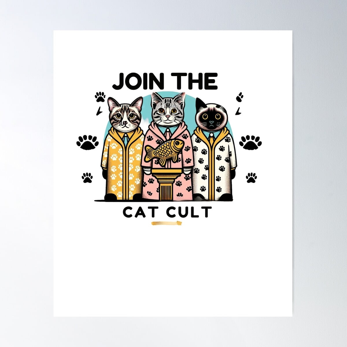 Cat Cult Trio Poster Wall Art, Modern Wall Decor For Living Room ...