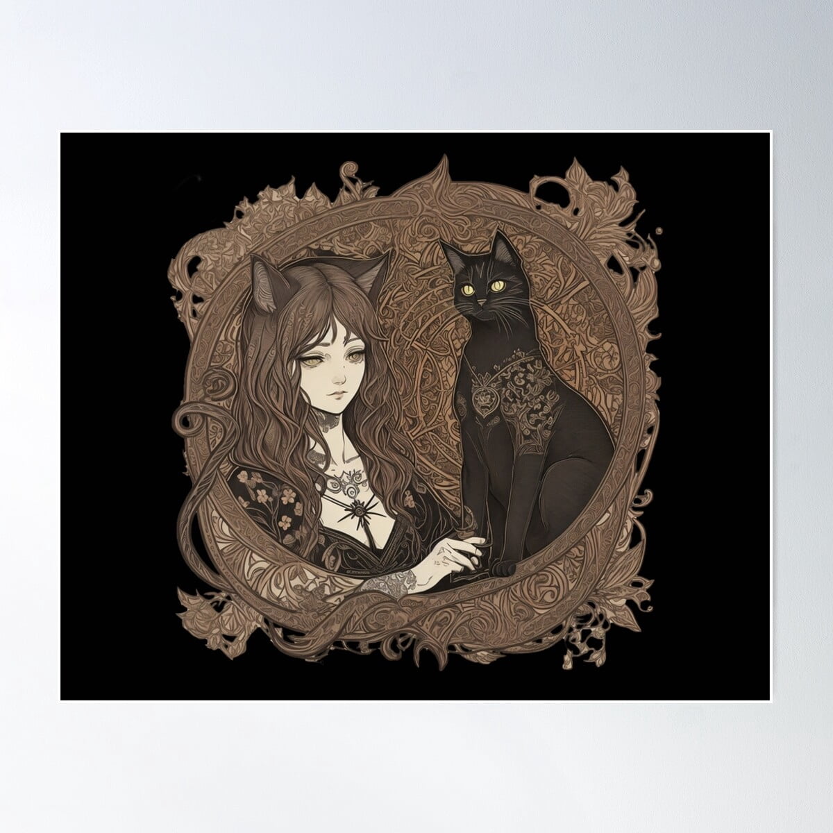 Cat Cult Witch Poster Wall Art, Modern Wall Decor For Living Room ...