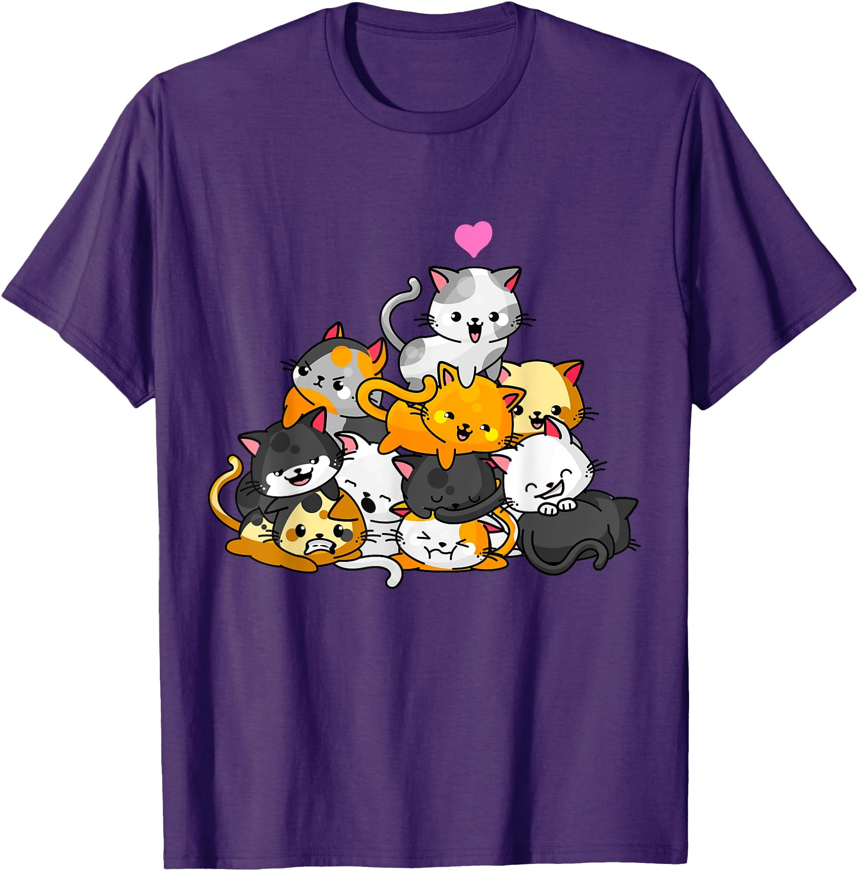 Cat Cute Kitty Pile Cats Anime Kawaii Neko Gift Unisex T-Shirt for Men ...