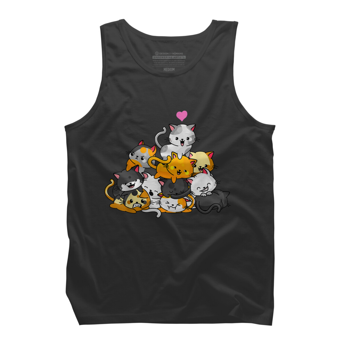Cat Cute Pile Cats Anime Kawaii Neko Gift Women Girls Mens Charcoal ...